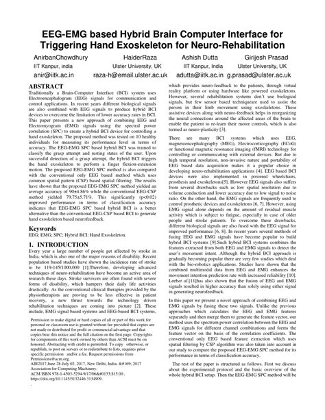 Pdf Eeg Emg Based Hybrid Brain Computer Interface For Triggering Hand Exoskeleton For Neuro