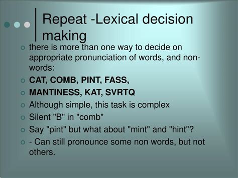 Ppt Lexical Decision Making Powerpoint Presentation Free Download Id4197743