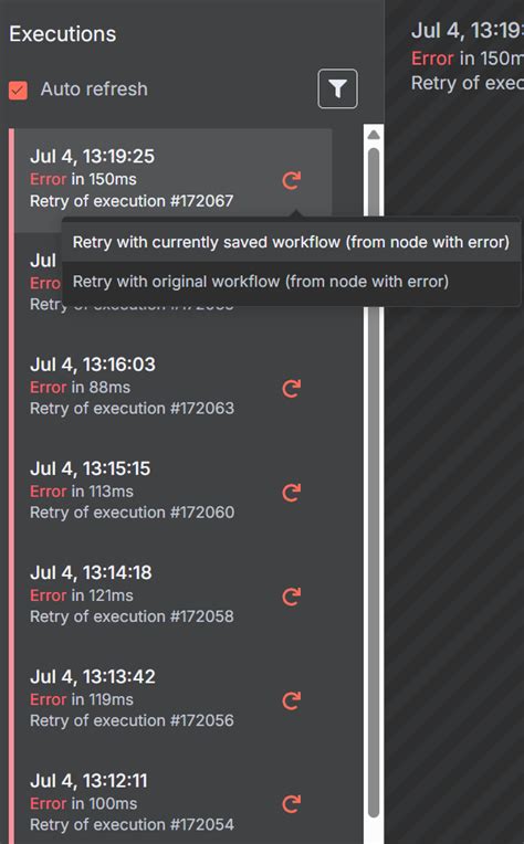 Retry Failed Execution With Currently Saved Workflow Questions N8n