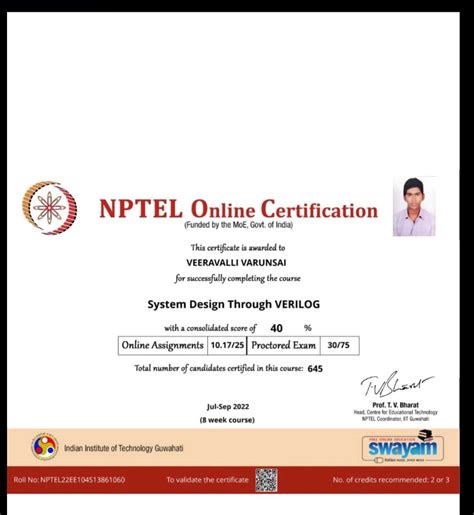 Veeravalli Varun Sai On Linkedin Nptel Systemdesignthroughverilog