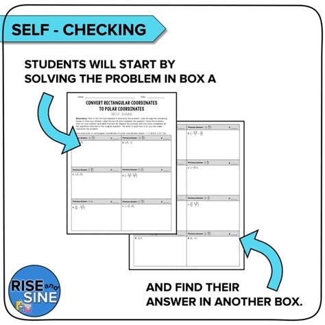Convert Rectangular Coordinates To Polar Coordinates Self Checking Worksheet