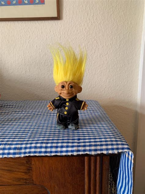Vintage Russ Yellow Hair Navy Captain Forces Troll Doll Figure