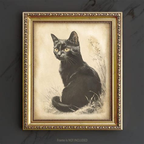 Cat Retro Poster Art Etsy