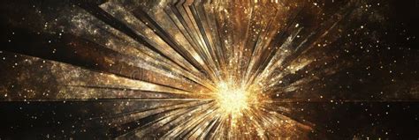 Abstract Golden Explosion With Radiating Beams And Glittering Particles In Dark Space Stock