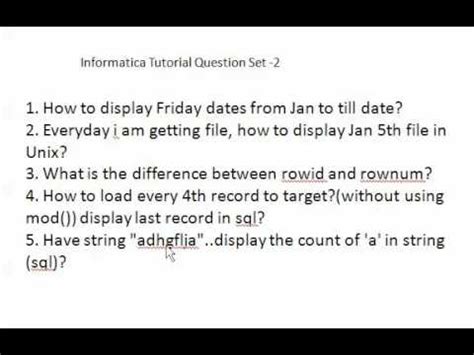 Informatica Interview Questions Set 2 - YouTube