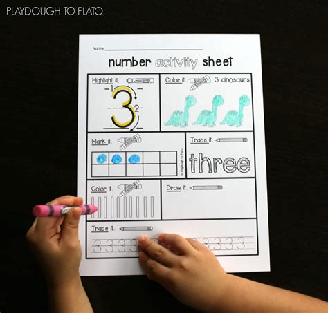 Number Activity Sheets Playdough To Plato