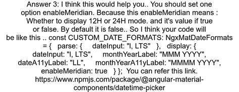 Angular Material Datetime Picker Format The Input With Date And 24 Hour Time