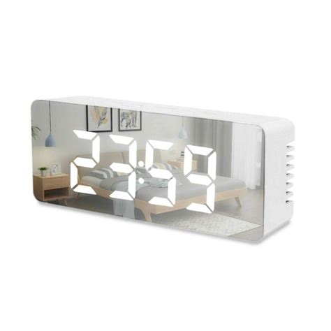 Digital Alarm Clock LED Display Clock Best Makeup Bedroom Mirror Travel Office With Snooze