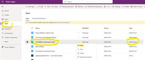 CoE Starter Kit QUESTION COE Admin And Maker Command Center Apps Issue Microsoft