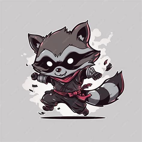 Premium Ai Image Raccoon In The Ninja Style