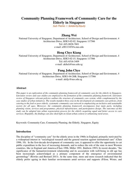 Pdf Community Planning Framework Of Community Care For The Elderly In