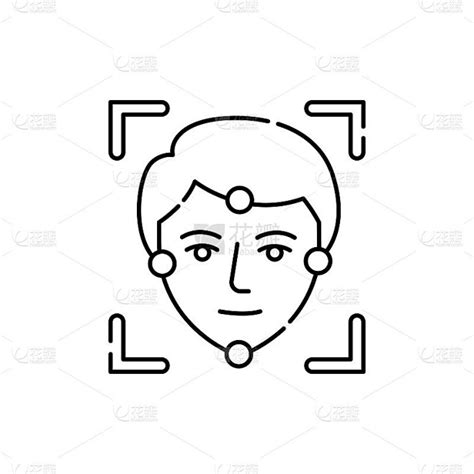 人脸识别颜色线图标。身份证明及验证人员。象形文字用于网页、手机应用、促销。