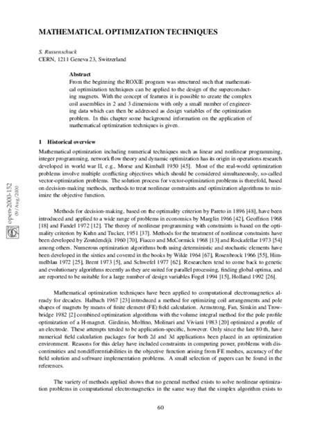 pdf mathematical optimization techniques