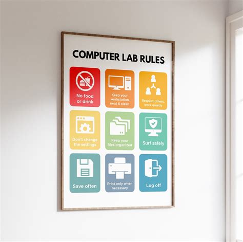 Computer Lab Rules Poster Classroom Rules Educational Wall Art For Babes And Teachers