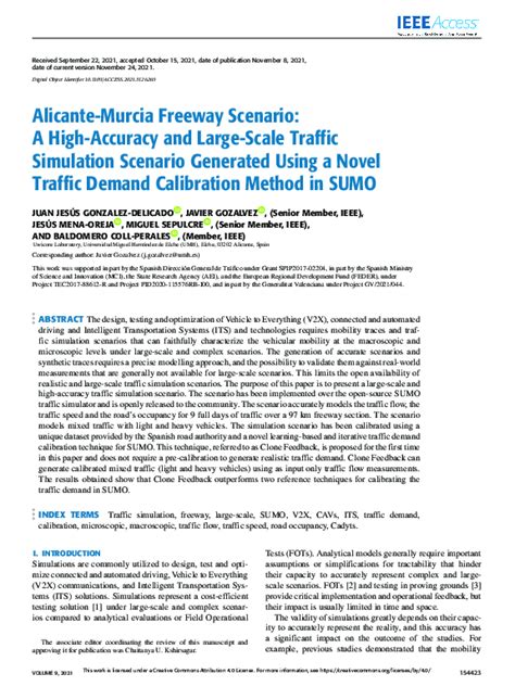 Pdf Alicante Murcia Freeway Scenario A High Accuracy And Large Scale Traffic Simulation