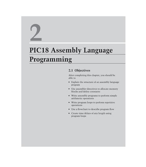 Pic18asm Lecture Notes 4 2 Pic18 Assembly Language Programming 2