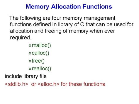 Dynamic Memory Allocation Disadvantages Of Arrays Memory Allocation