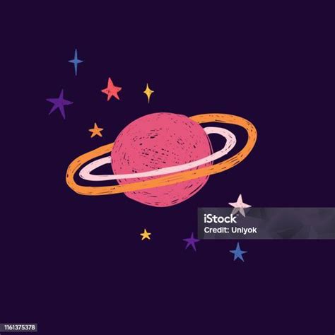 만화 그래픽 공간이있는 템플릿 디자인 행성과 별의 구성으로 인쇄합니다 토성으로 귀여운 낙서 스타일을 일러스트 레이 션 어린이 벡터 0명에 대한 스톡 벡터 아트 및 기타