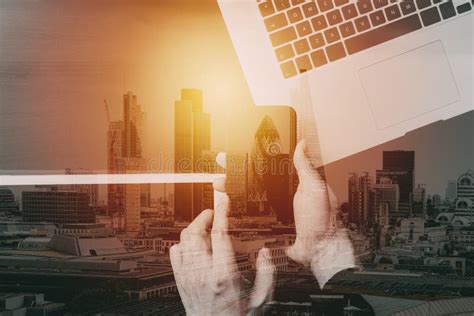 Cyber Security Internet And Networking Conceptbusinessman Hand Stock