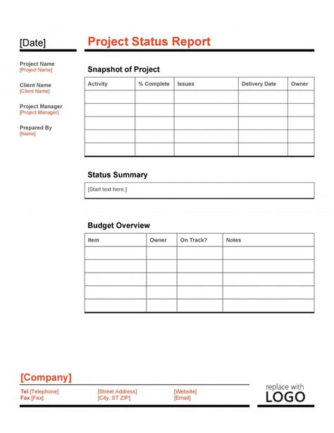 Progress Report Template Excel