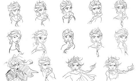 Lindsays Line Art Elsa Expression Sheets