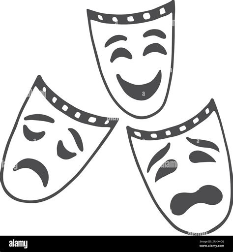 Tragedy And Comedy Mask Icon Theatre Classic Symbol Stock Vector Image