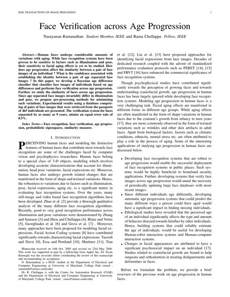 Pdf Face Verification Across Age Progression