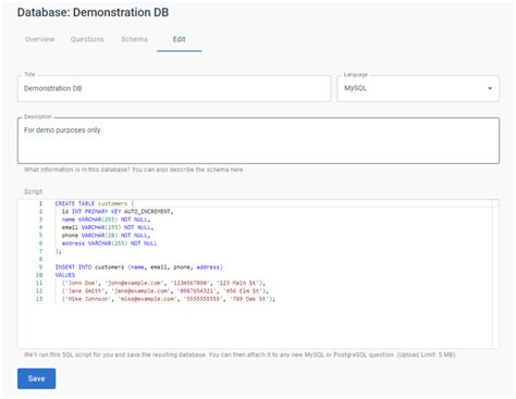 Databases Coderpad Interview Docs