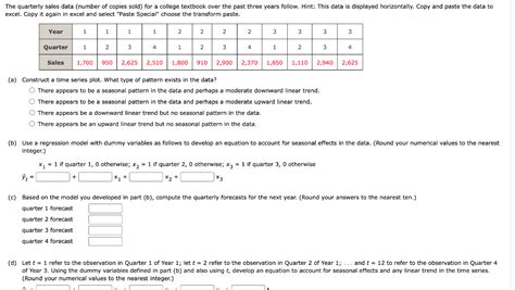 Solved A Construct A Time Series Plot What Type Of Chegg