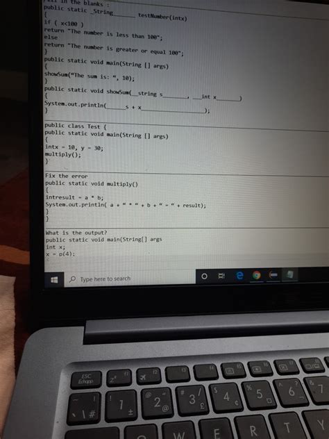 Solved The Blanks Public Static String TestNumber Intx If Chegg Com