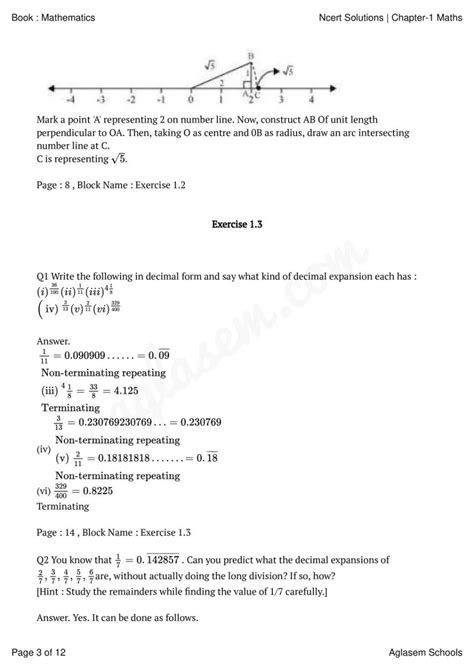 ncert solutions for class 9 maths chapter 1 number systems class 9