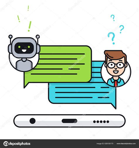 Chatbot Concept Man Chatting Chat Bot Smartphone User Ask Robot Stock