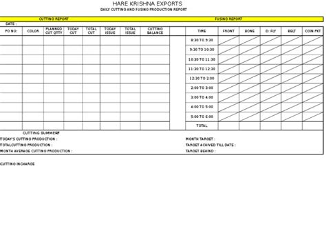Daily Cutting Production Report Pdf