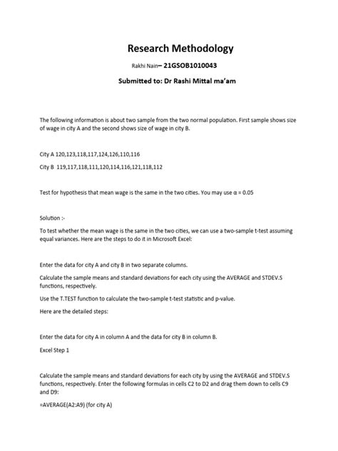 Research Methodology Assignment 2 1 Pdf