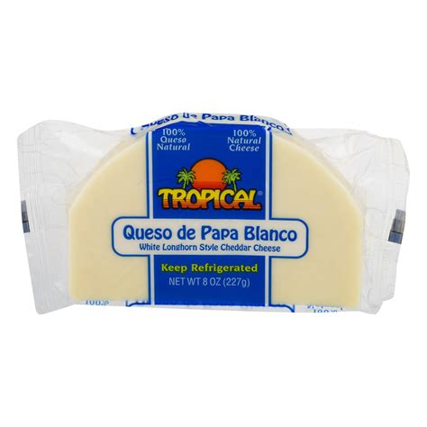 Tropical Queso De Papa Blanco White Longhorn Style Cheese Cheddar Block