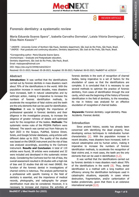 Pdf Forensic Dentistry A Systematic Review
