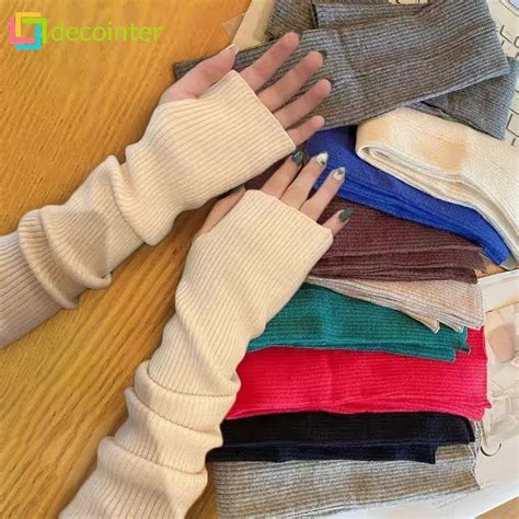 Y2k Winter Versatile Candy Color Thicken Warm Arm Sleeves For Women