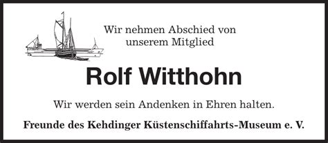 Rolf Witthohn Nachruf Stader Tageblatt