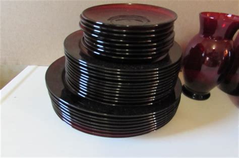 Lot Detail Ruby Red Glass Dinner Ware