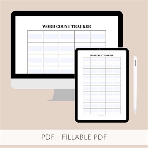 Word Count Tracker Template Writing Progress Tracker Writing Tool