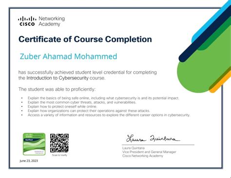 Mohammed Zuber Ahamad On Linkedin Cybersecuritychampion Ciscocertified Achievementunlocked