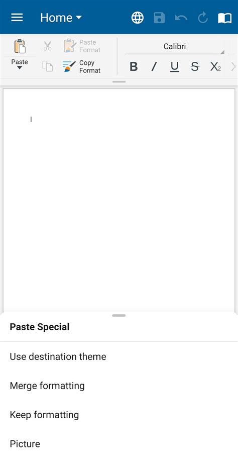 Paste Special Options In Documents OfficeSuite