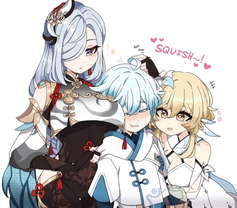 Lumine Shenhe And Chongyun Genshin Impact Drawn By Aviciella Danbooru