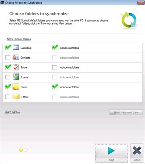 Choosing Folders To Synchronize Codetwo Outlook Sync Users Manual