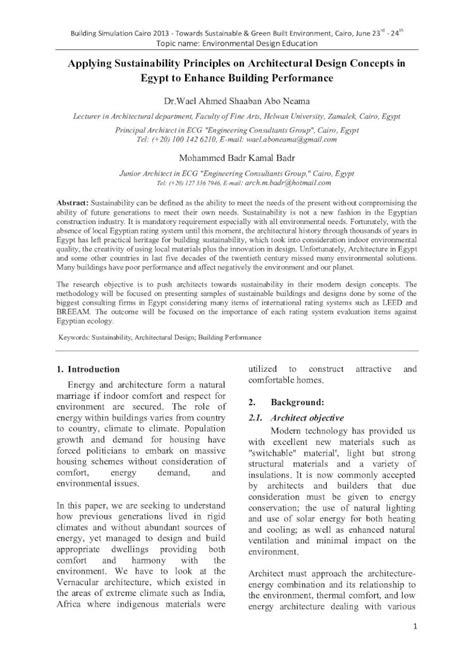 Pdf Applying Sustainability Principles On Architectural Design
