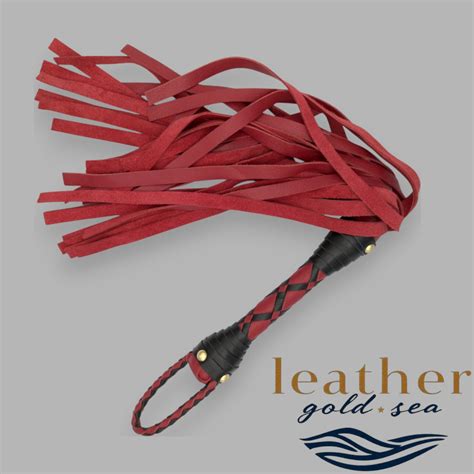 Leather Flogger Collection High Quality Black Leather Gold Sea