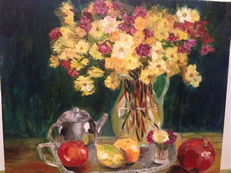 Натюрморт с фруктами и цветами