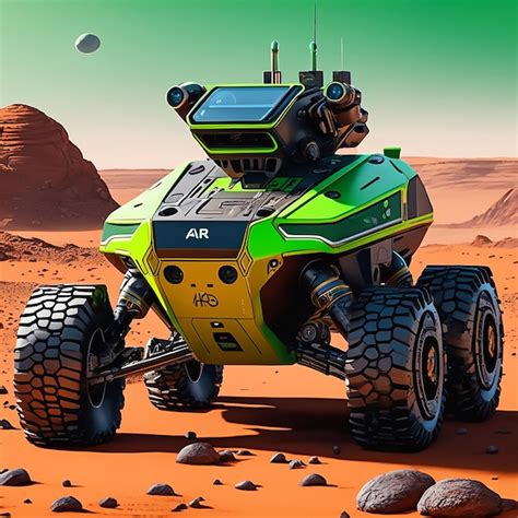 Premium Ai Image Small Green Alien With Big Hands Smashing The Mars Rover Vehicle On The