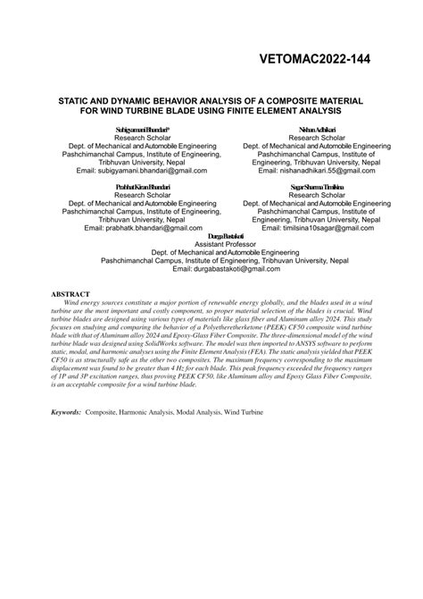 Pdf Static And Dynamic Behavior Analysis Of A Composite Material For
