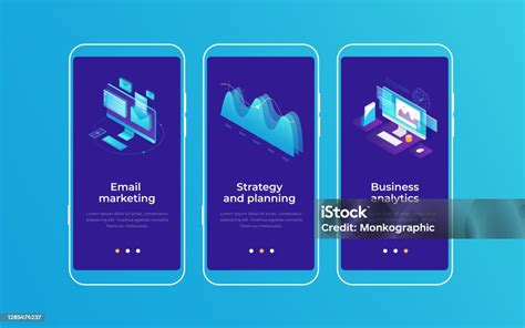 set of onboarding screens for mobile apps banners with monitors screen